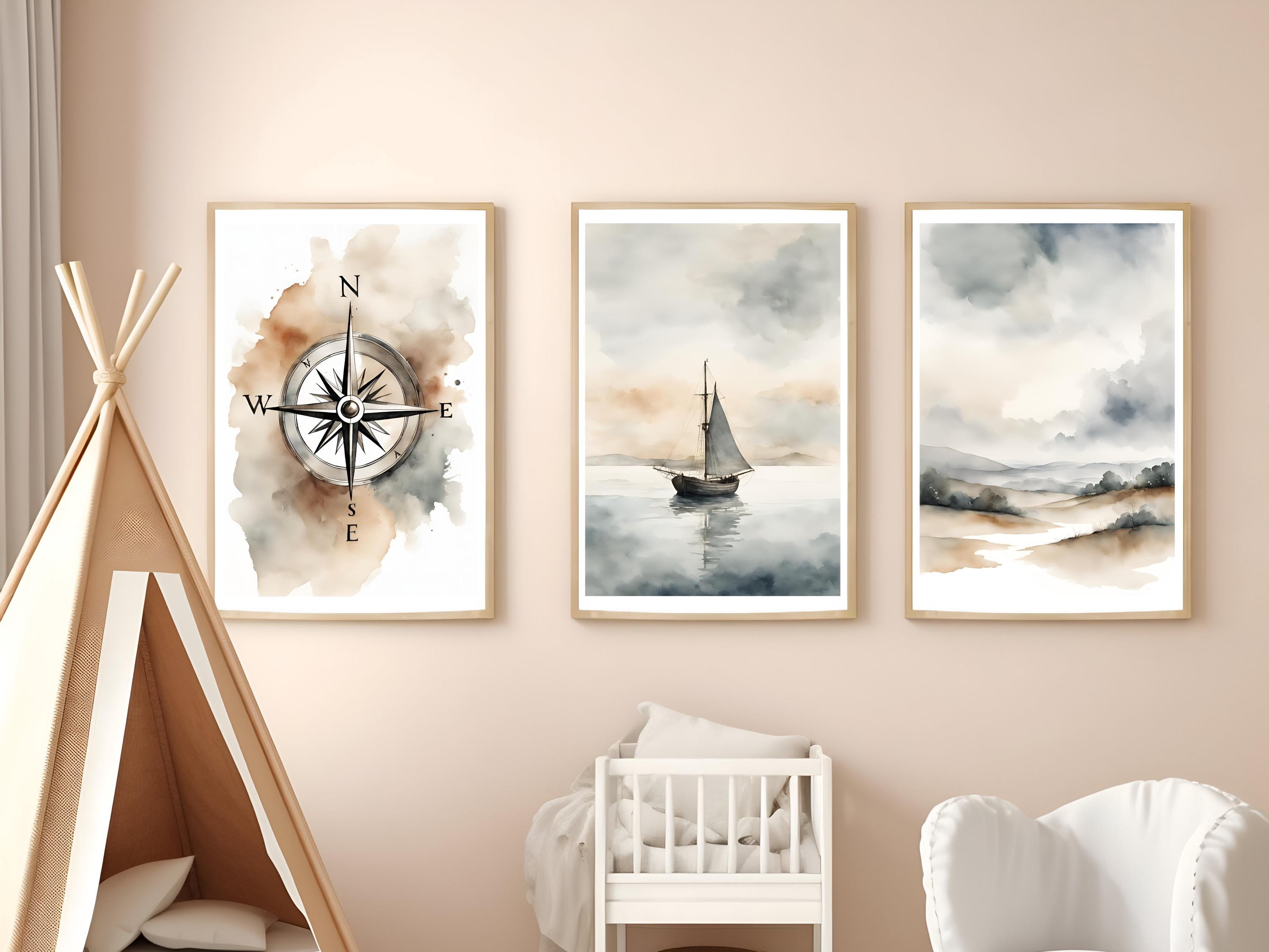 Watercolor Compass Rose Painting Print- Original Navigation Compass ...