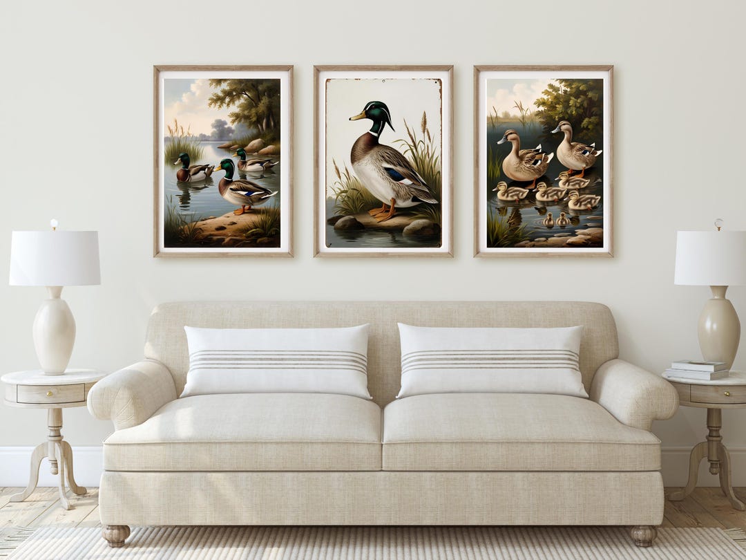 Mallard Duck Oil Painting for Rustic Farmhouse Wall Art, Hunting Room ...