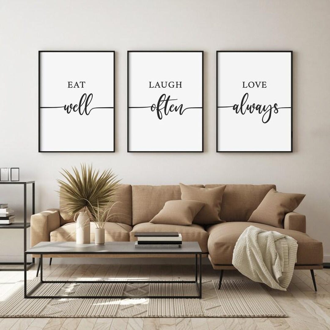 Eat Laugh Love Poster. Eat Well Sign. Set of 3 Poster. Kitchen Wall ...