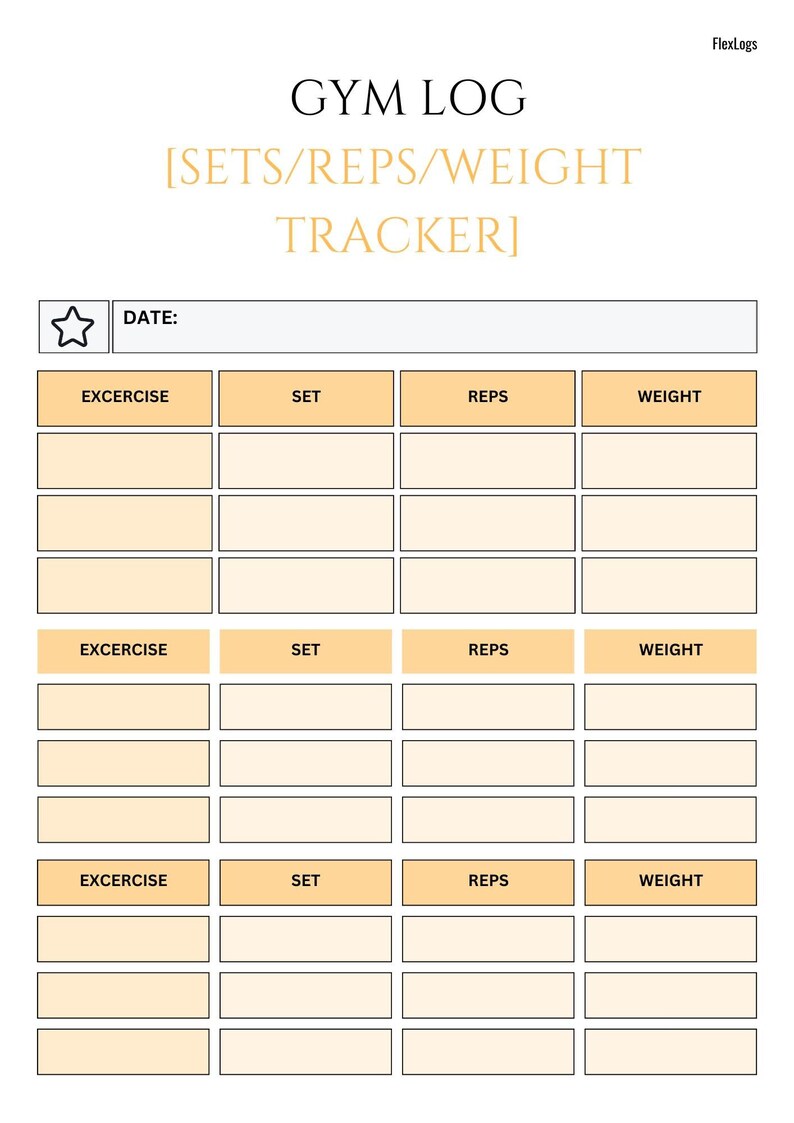 Printable Gym Log PDF | Workout Tracker for Sets, Reps, Weight | Easy ...