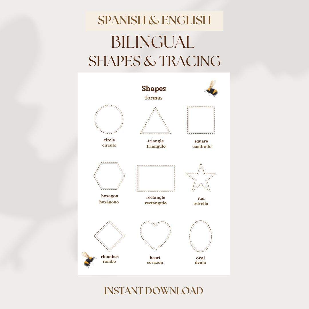 Bilingual Spanish English Shapes Tracing Page - Etsy
