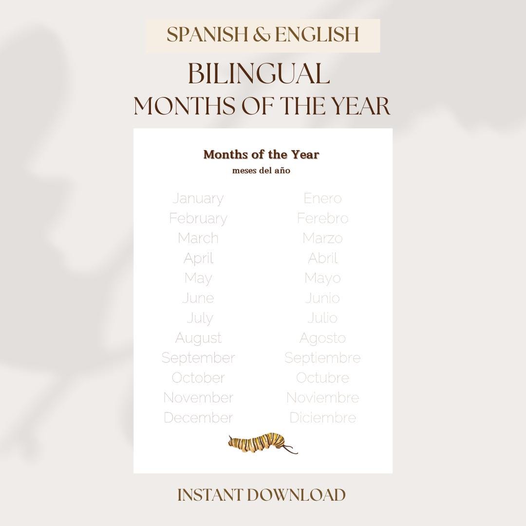 Bilingual Spanish English Months of the Year Tracing Page - Etsy