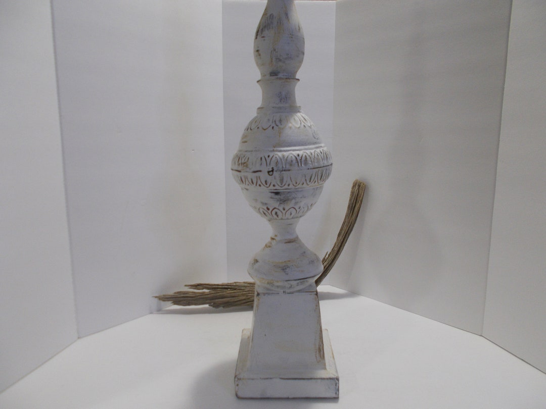 White Farmhouse Distressed Decorative Tabletop Finial French - Etsy