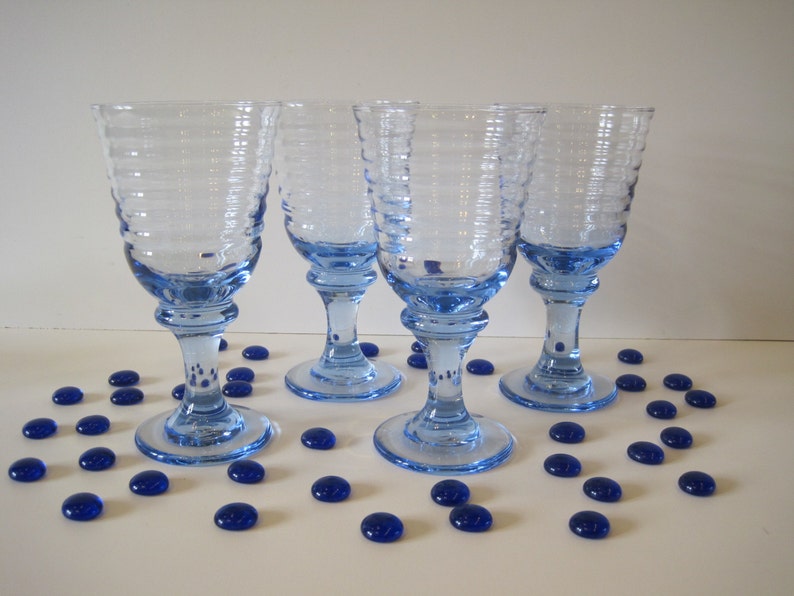 Set of 4 Libbey Sirrus Blue/misty Blue Wine Glasses Rock Sharpe - Etsy