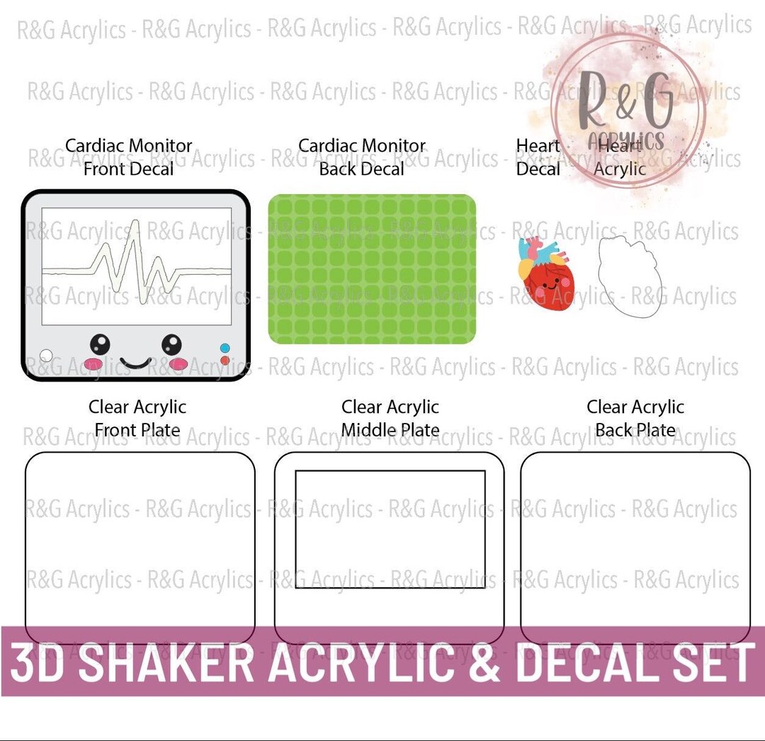 Cardiac Monitor - 3D Shaker Acrylic & Decal COMBO - Etsy