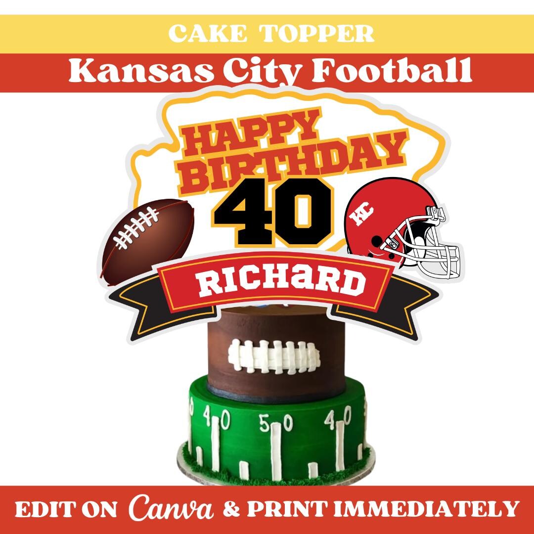 Cake Topper Kansas City Football Chiefs Nation Birthday Cake Topper ...