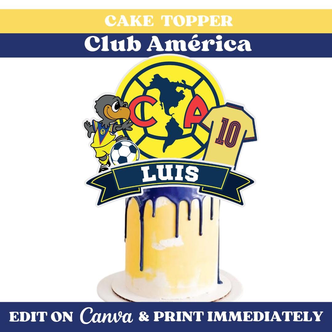 Cake Topper America Soccer Birthday Cake Topper Editable Editable ...
