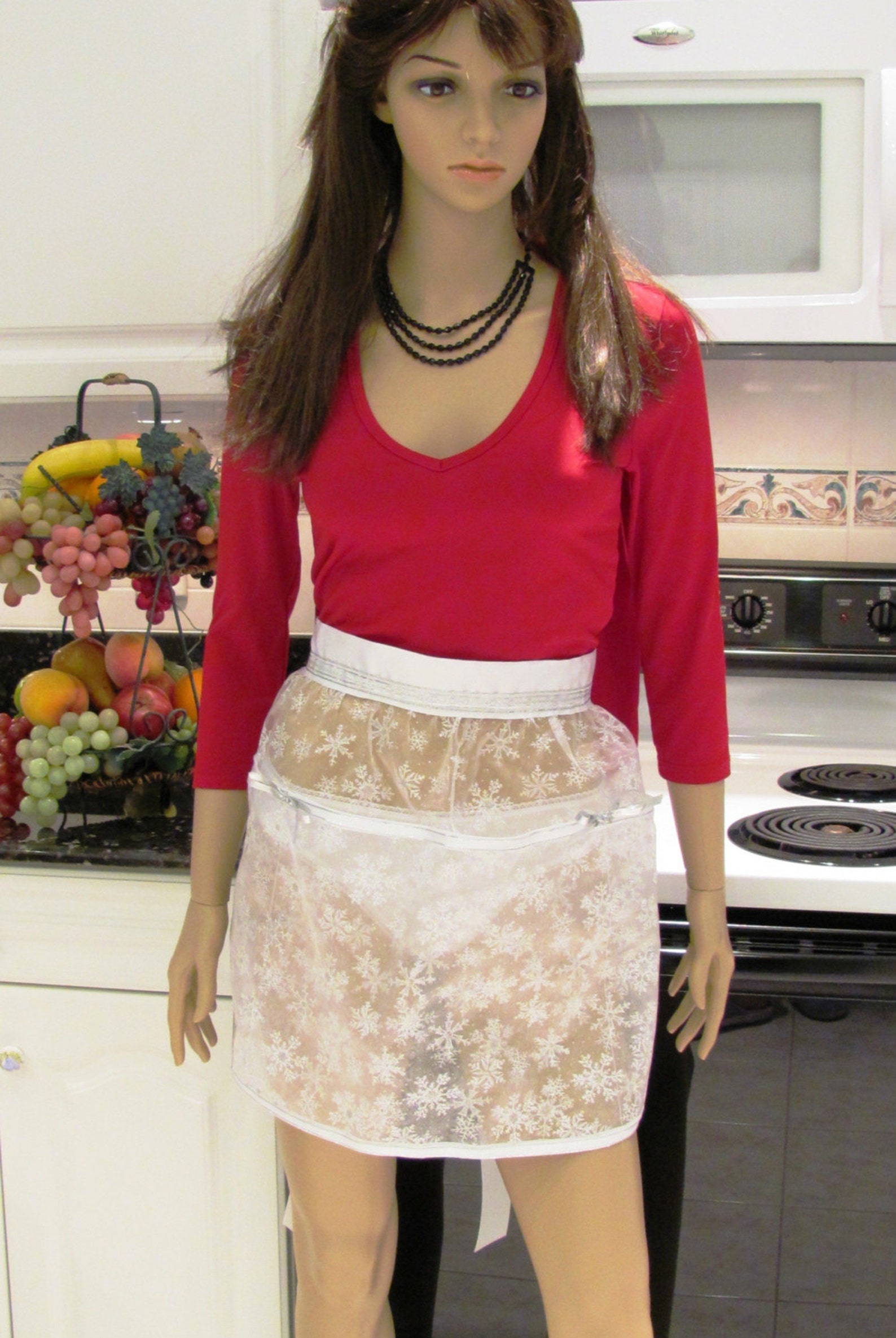 Women's Half Apron, SEXY SHEER APRON bridal Shower Gift, Hostess Half ...