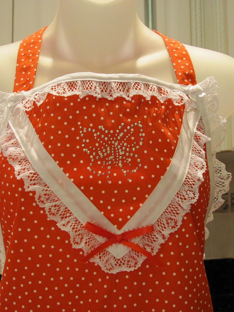 SEXY MODERN APRON, Full Apron , Two Pockets, Lace Trm, White Bias Tape ...