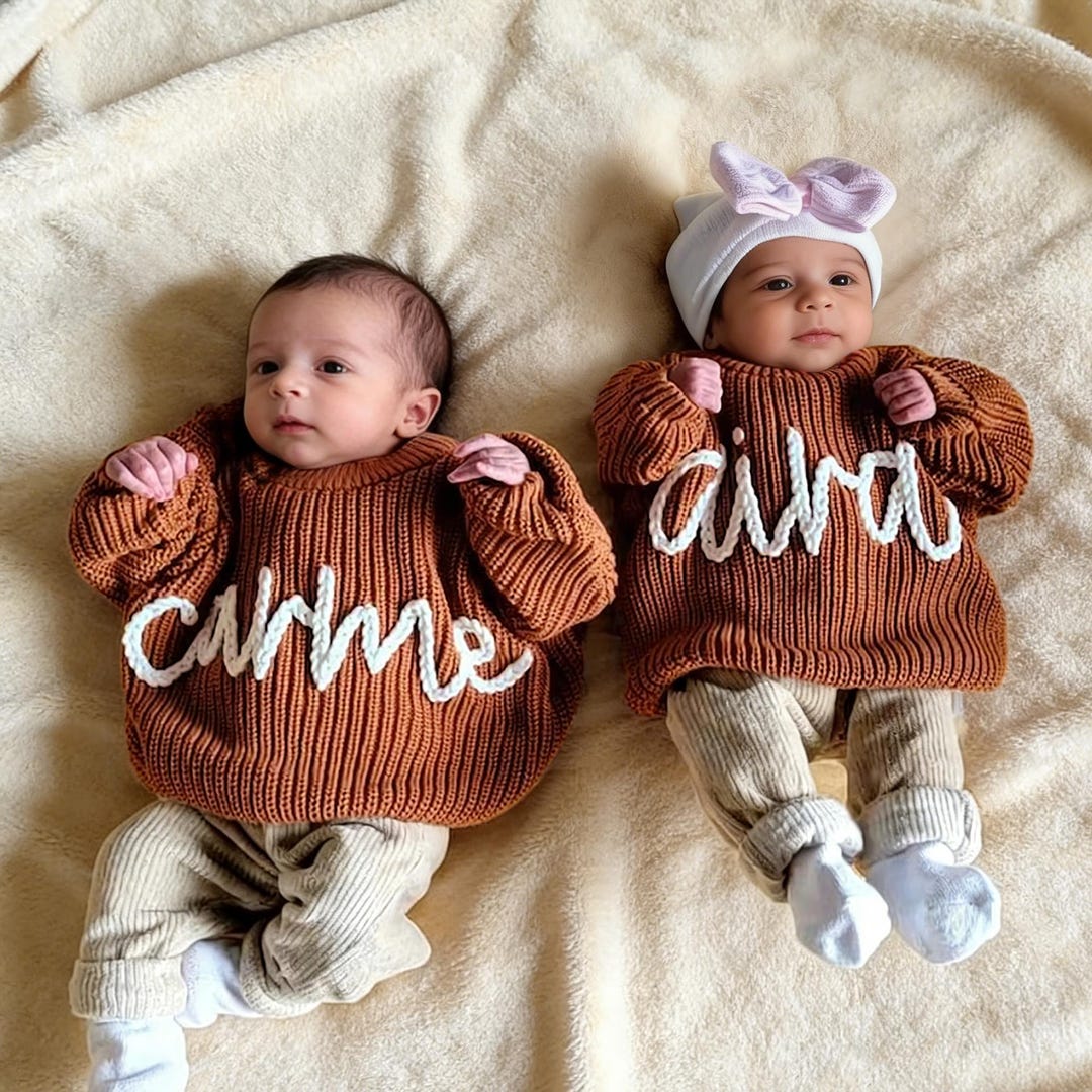 Personalized Baby Sweater, Custom Name Knit Sweaters, Hand Embroidered ...