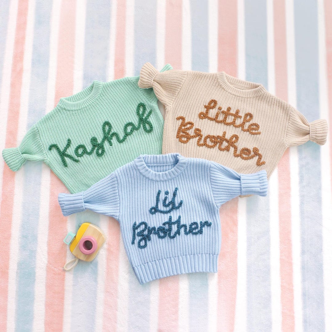 Embroidered Name Baby Sweater, Custom Knit Sweater, Baby Sweater Hand ...