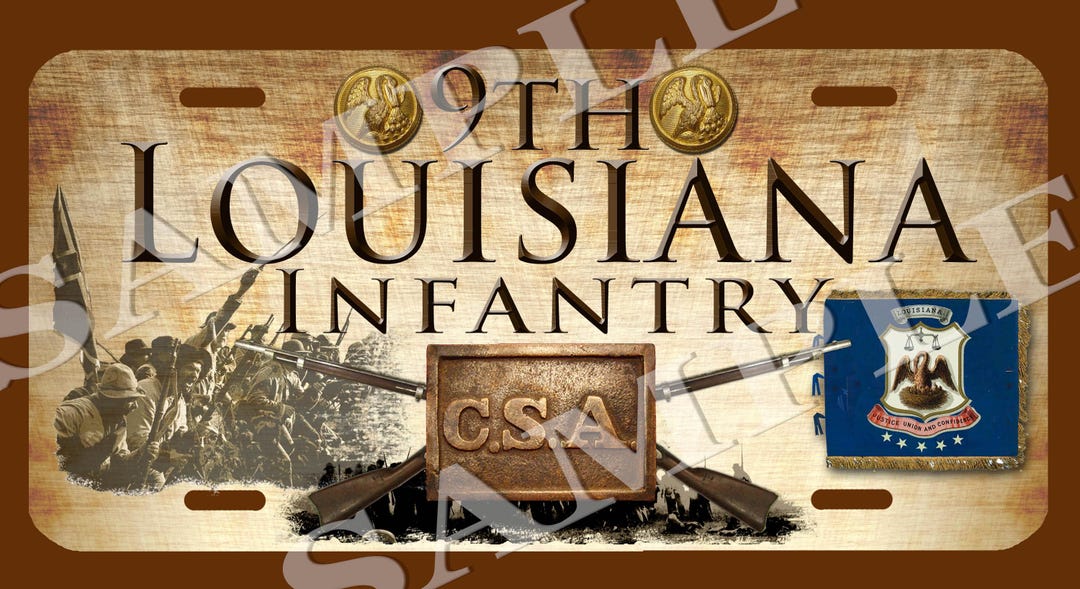 Vehicle License Plate for American Civil War Enthusiast 9th Louisiana ...