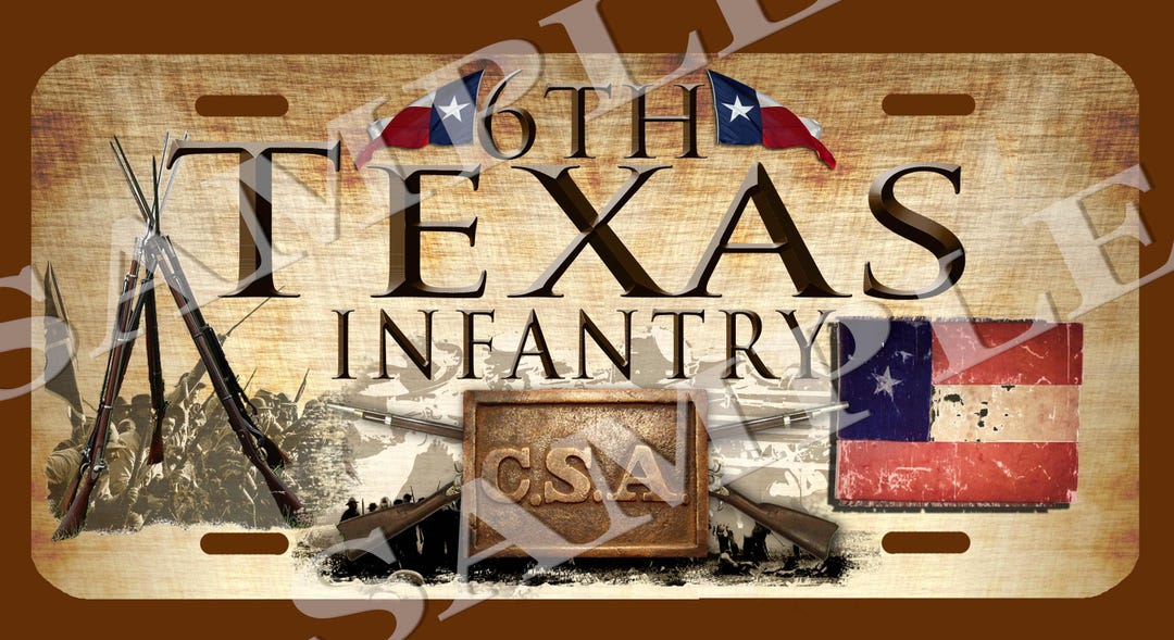 Vehicle License Plate for American Civil War Enthusiast 6th Texas ...