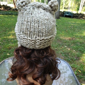 Bear Ear Flap Hat, Hand Knit With Bulky Warm Yarn. Available in ...