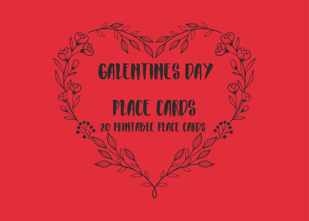 HEART FRAME Galentines Day Printable Place Cards 7x5 Inch Digital ...