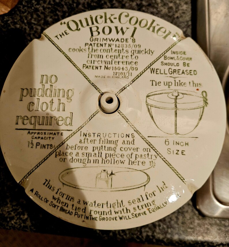 Antique Grimwades Patented Quick Cooker Pudding Bowl With Lid, Circa ...