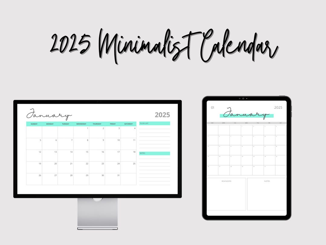 Digital 2025 Mint Minimalist Calendar - Etsy