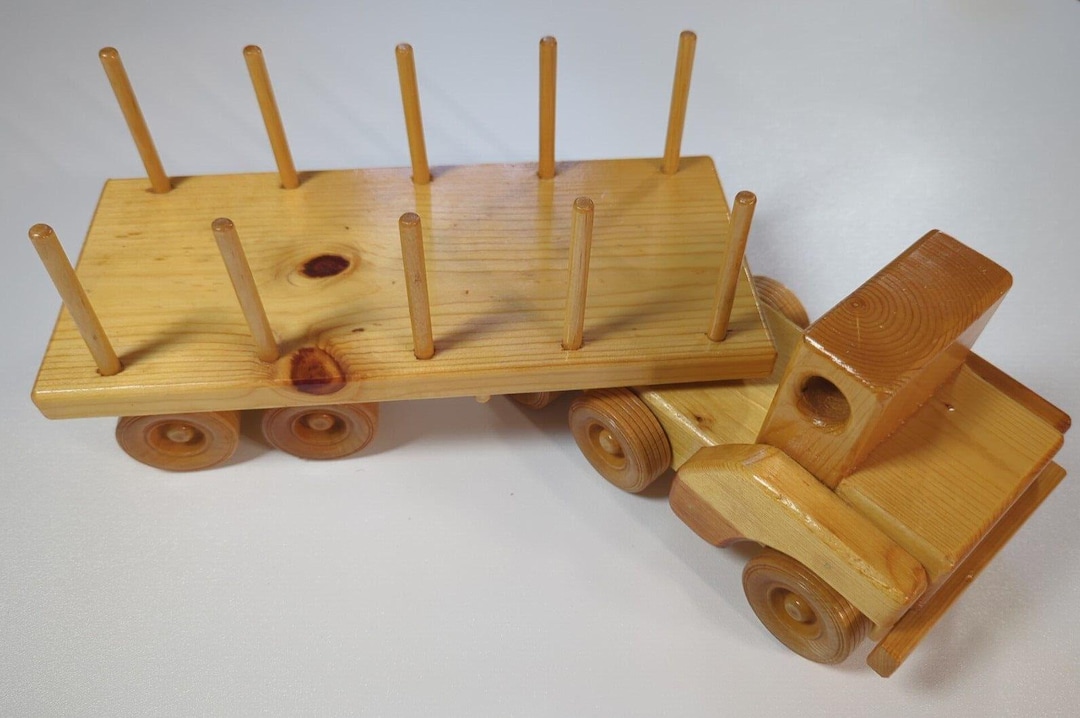 Unique Handmade Wooden Logging Truck 2 Pieces Wood Play Toy - Etsy