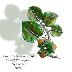 Vintage EXQUISITE Tree Series Enamel Hazel Leaf Brooch Brooch ...