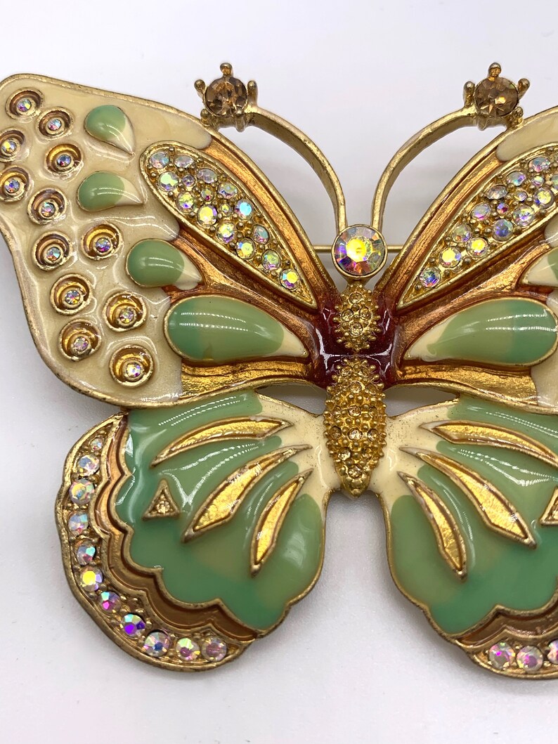 Vintage Kenneth Jay Lane Butterfly Brooch - Huge, Dimensional Butterfly ...