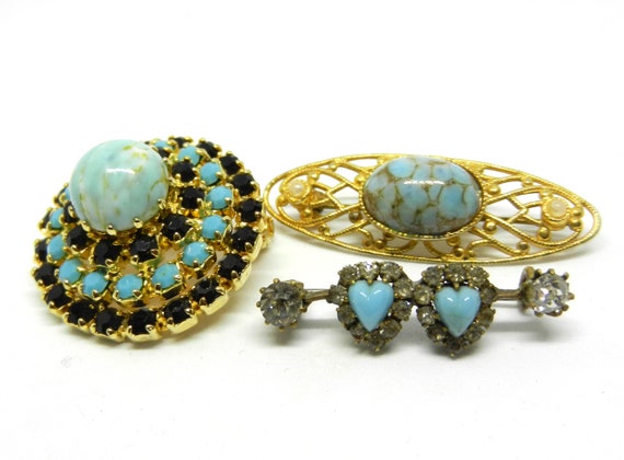 Small collection Antique Turquoise Brooches Ancient | Etsy