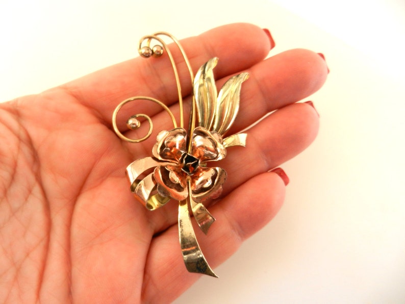 Harry Iskin 40's Gold Filled Floral Pin spray bouquet in | Etsy