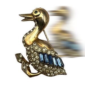 Walking Duck Pin Brooch - 1940s Amazing Jeweled Figural Duck Brooch ...
