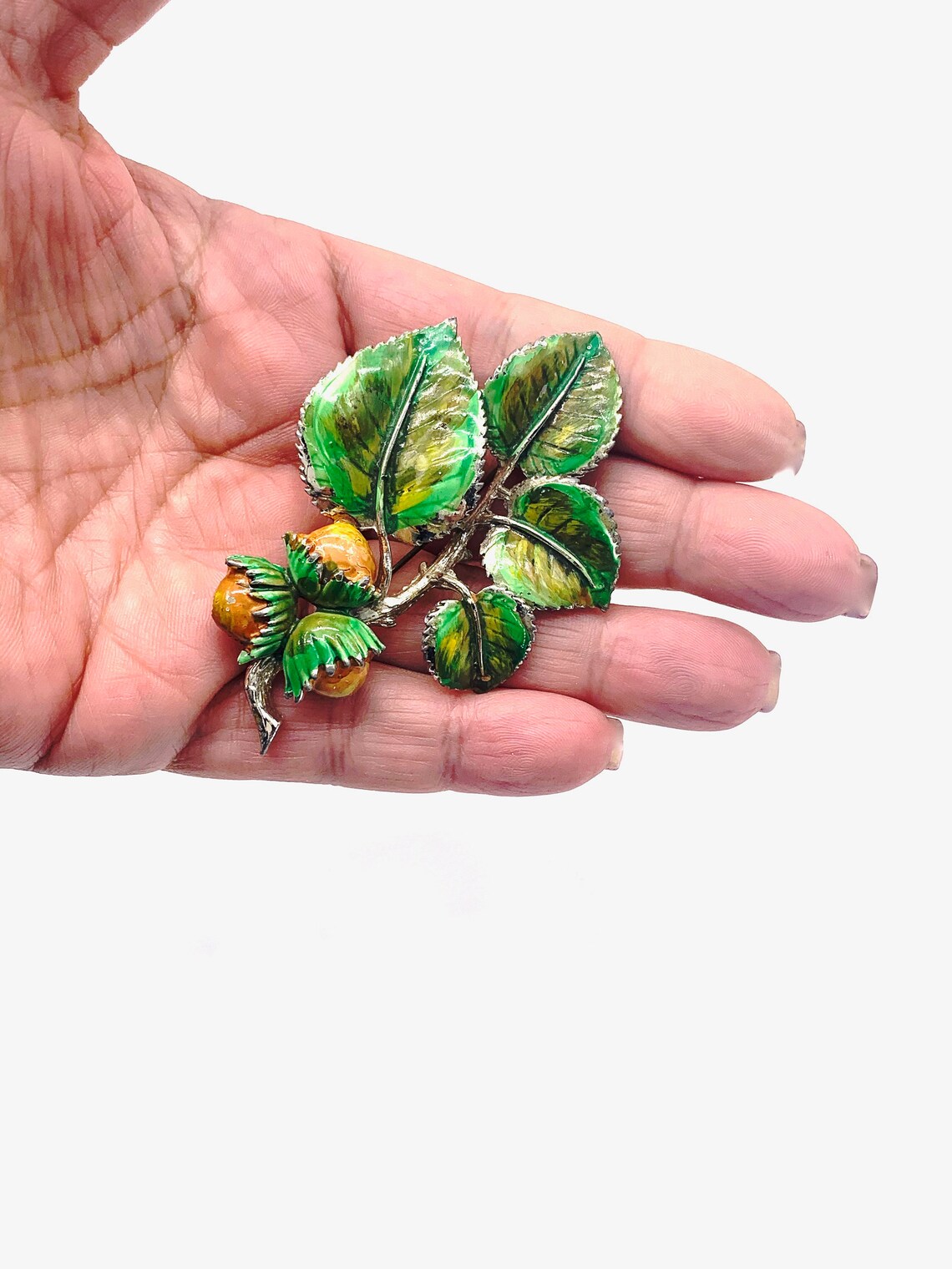 Vintage EXQUISITE Tree Series Enamel Hazel Leaf Brooch Brooch | Etsy