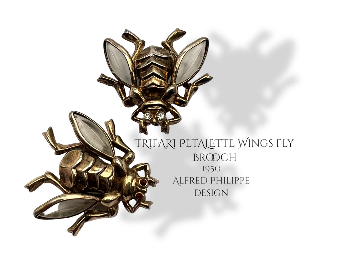 TRIFARI A. PHILIPPE "petalettes" Poured Glass and Gold Wash Pair of ...