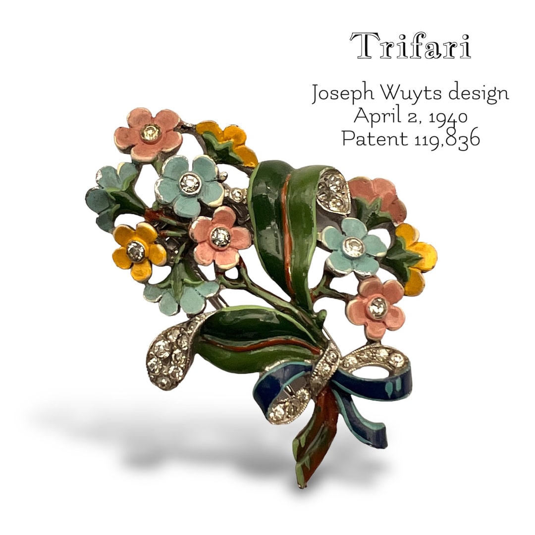 Trifari 'joseph Wuyts' Enameled Forget Me Not Posy Figural Flower ...