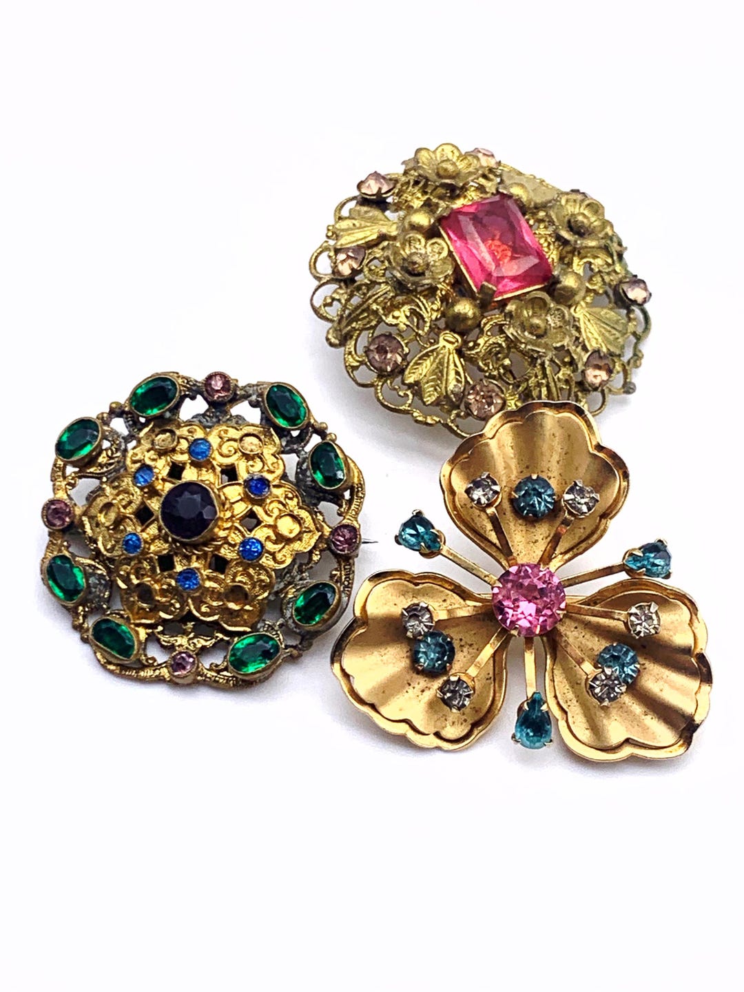 Magnificent 30s & 40s Trio Old Glories Brooches - Mix Victorian Pin ...