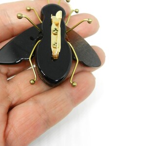 Great Figural Fly Pin With Shiny Black & Brown Color - Layered Resin ...