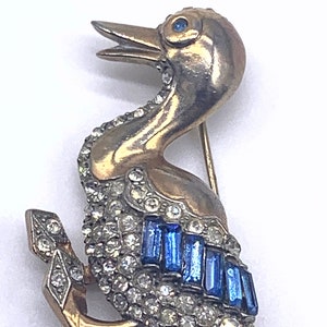 Walking Duck Pin Brooch - 1940s Amazing Jeweled Figural Duck Brooch ...