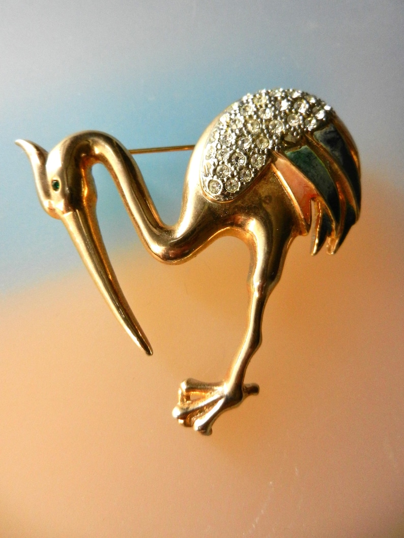 1960s Vintage Stork Bird-of-Paradise Heron Flamingo Brooch | Etsy