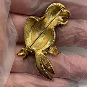 SPHINX Jeweled Parrot Bird Figural Pin Glossy Black Enamel W ...