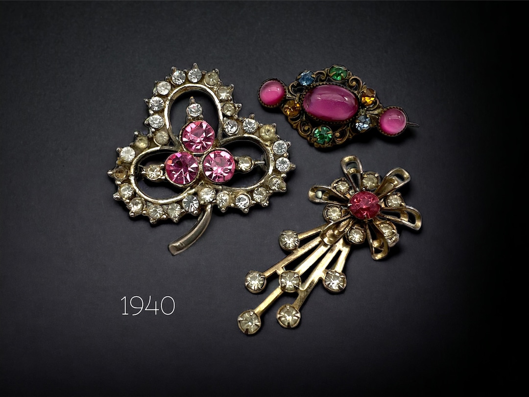 RARE 1940s 3 Antique Victorian Brooches, Gorgeous Collection for a ...