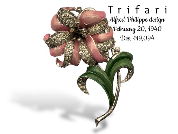 Trifari highly collectible large pink flower dress/fu… - Gem