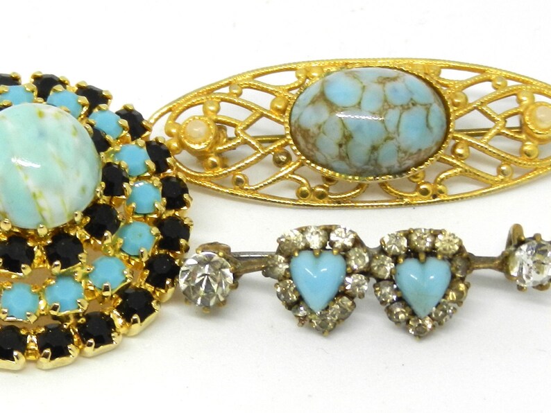 Small collection Antique Turquoise Brooches Ancient | Etsy
