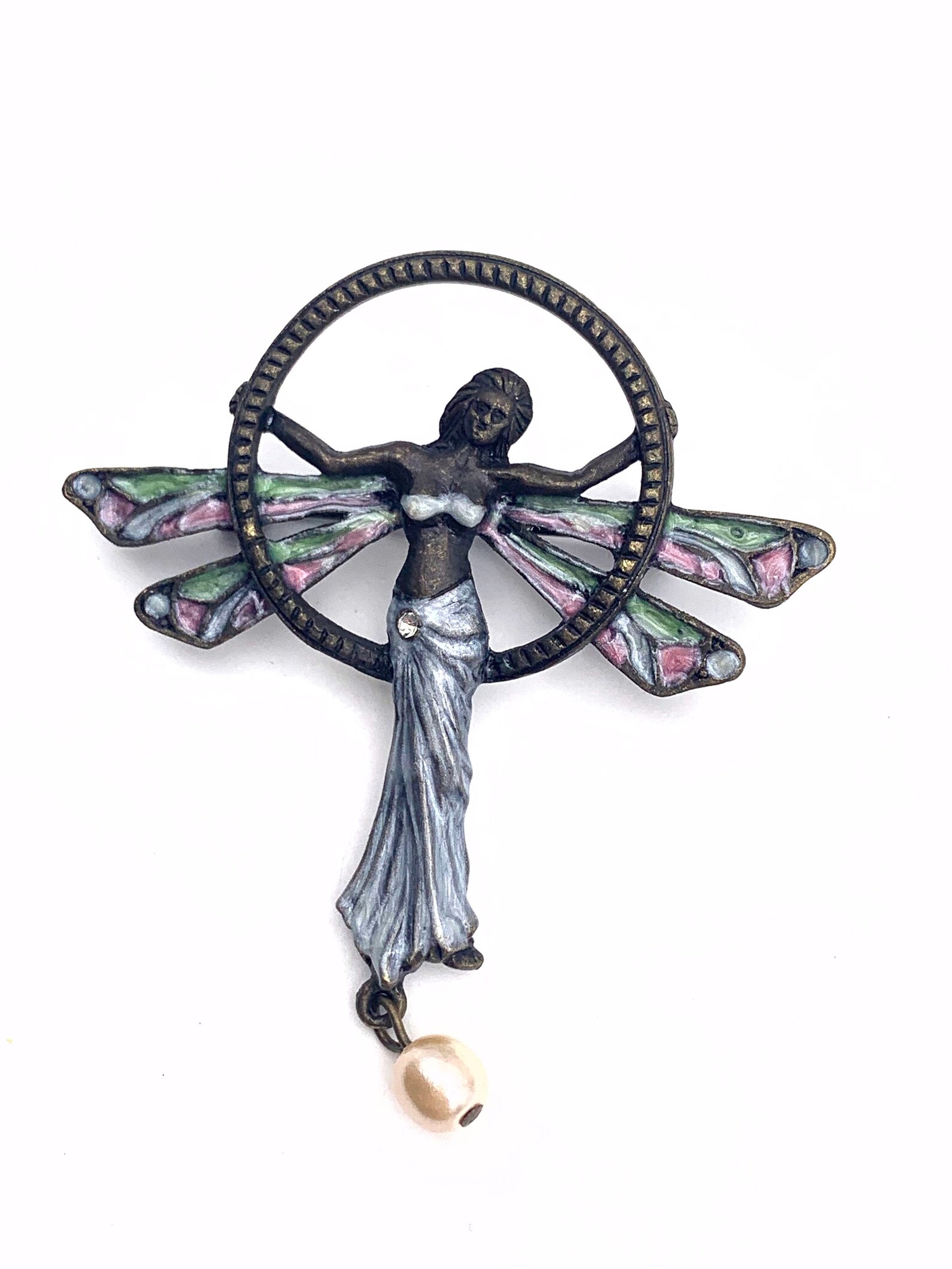 Art Nouveau Inspired Mucha Lady Pin, the Butterflies Lady in Pastel ...
