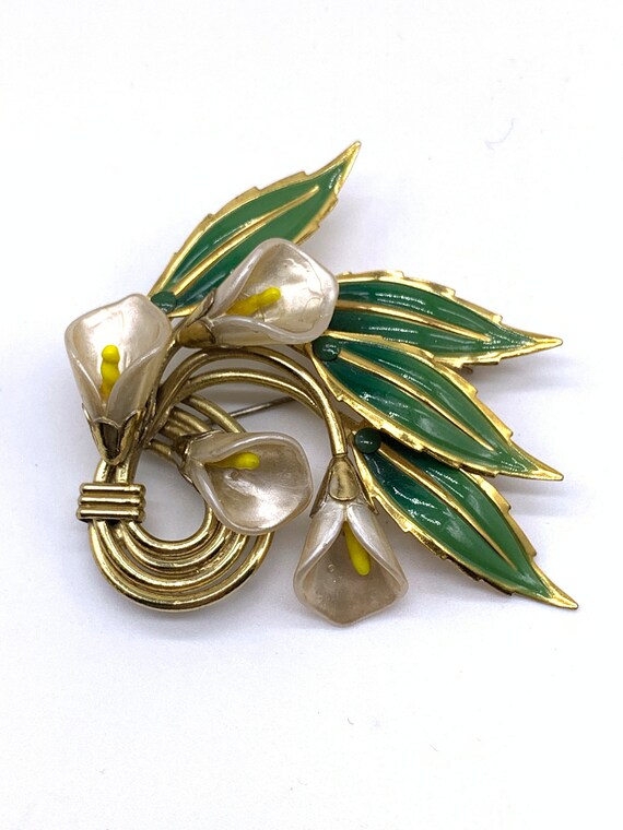 RARE Glass Enameled Calla Lily Flower 1940s Dimension… - Gem