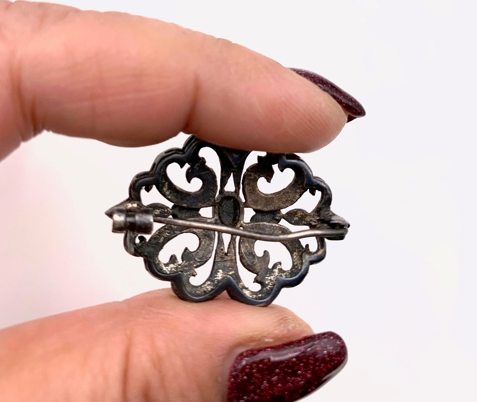 Art Deco Sterling Silver Onyx and Marcasite Pin ancient - Etsy