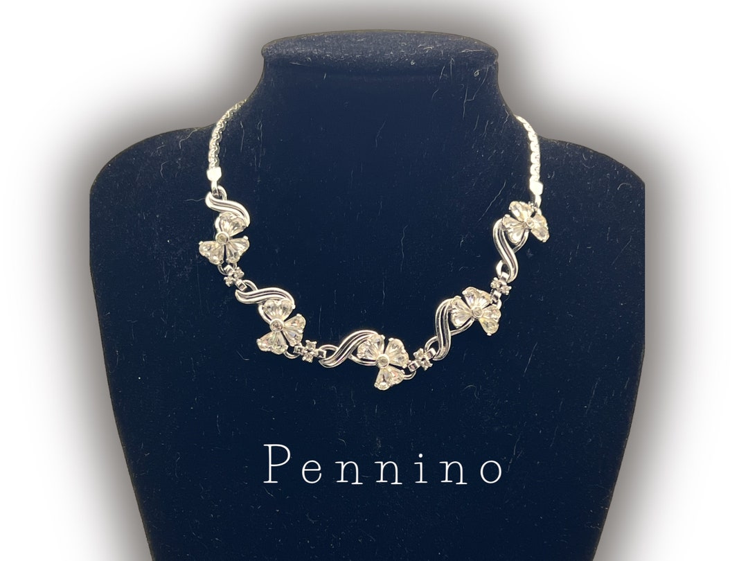 Pennino 1950 - Spectacular Diamond Bloom Necklace W/glamorous Real-look ...