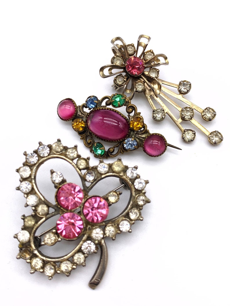 RARE 1940s 3 Antique Victorian Brooches, Gorgeous Collection for a ...