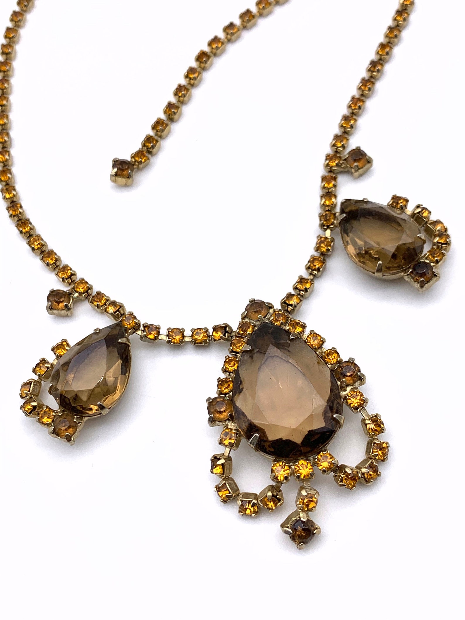Juliana Style Topaz Unfoiled Drop and Dazzling Amber Chatons Necklace ...