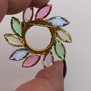 Adorable Brooch With Clear Pastel Colors Swirls Marquise in Bezel Edge ...