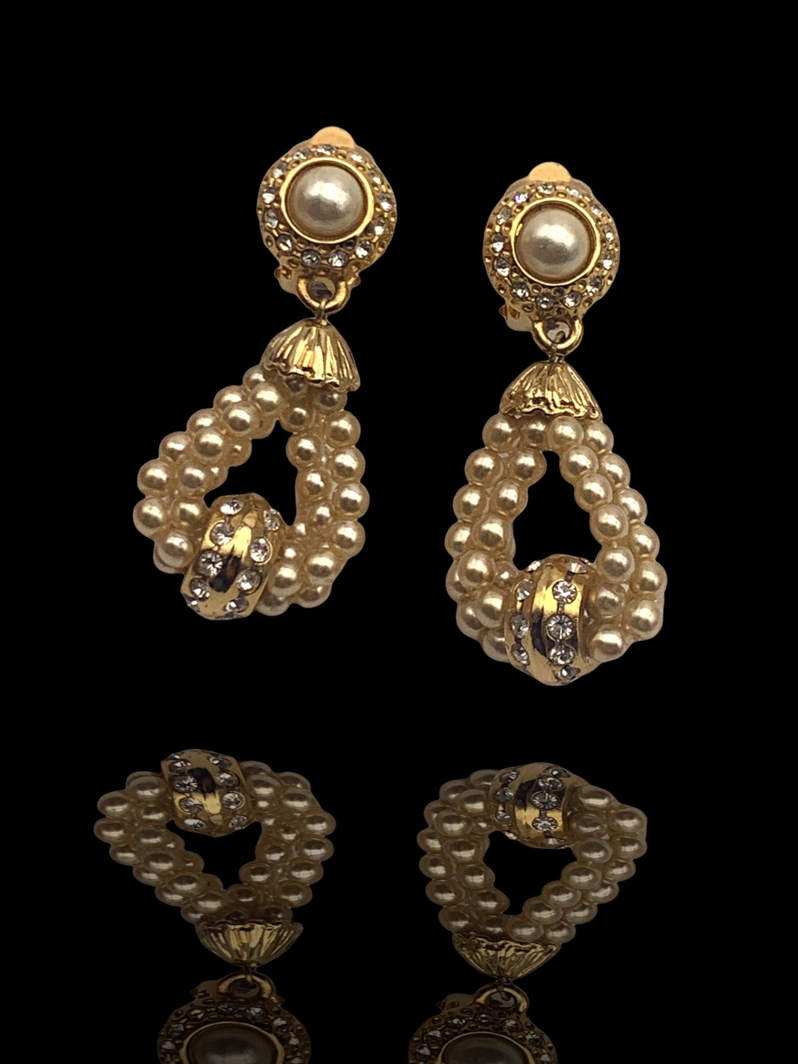 Stunning Design Simulated Pearls Earrings and Clear - Etsy