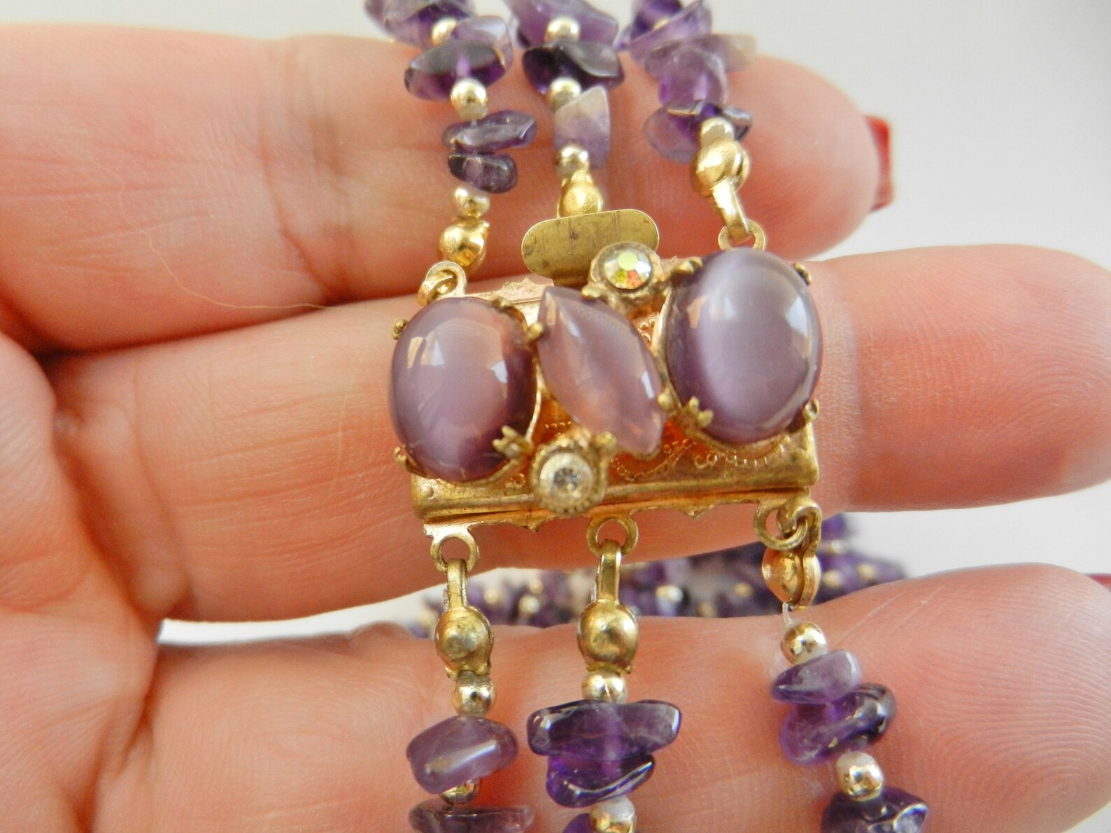 GM Giuliano Fratti Signed Amethyst ( Natural ) Chips Beads GM Signed 3 ...