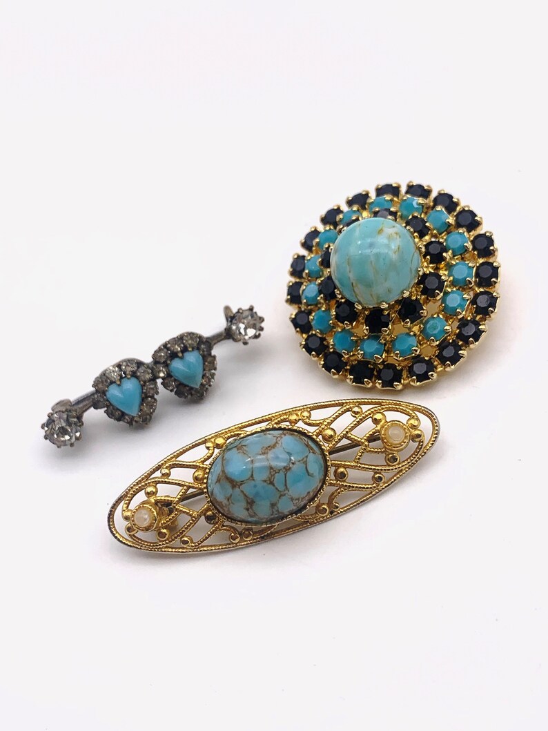 Small Collection Antique Turquoise Brooches Ancient European - Etsy