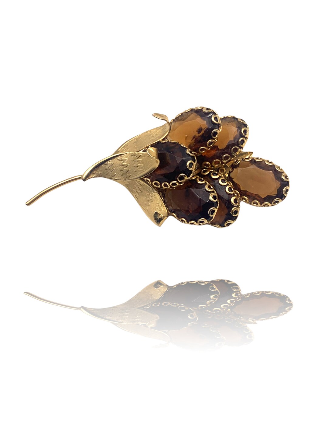 Pompous Cluster of Oval Stones Topaz Floral Bouquet High End Designer ...