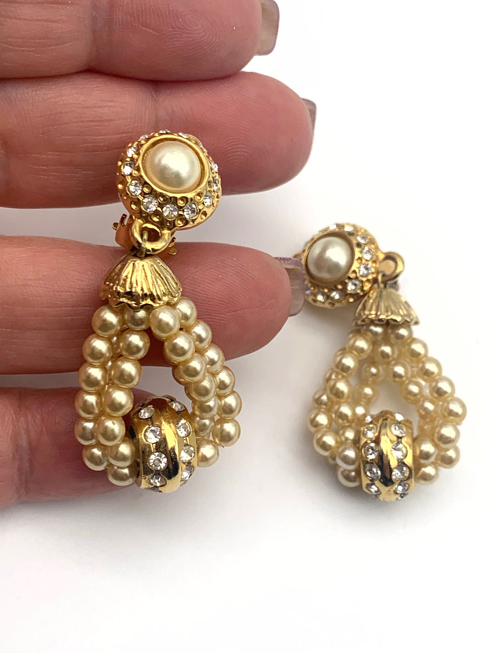 Stunning Design Simulated Pearls Earrings and Clear - Etsy